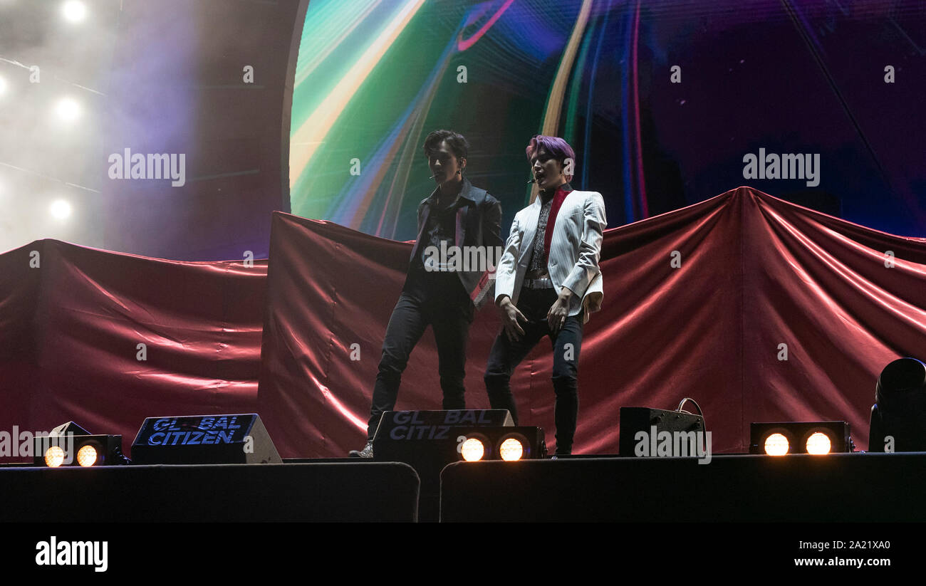 K-Pop band NCT 127 performs on stage during 2019 Global Citizen ...