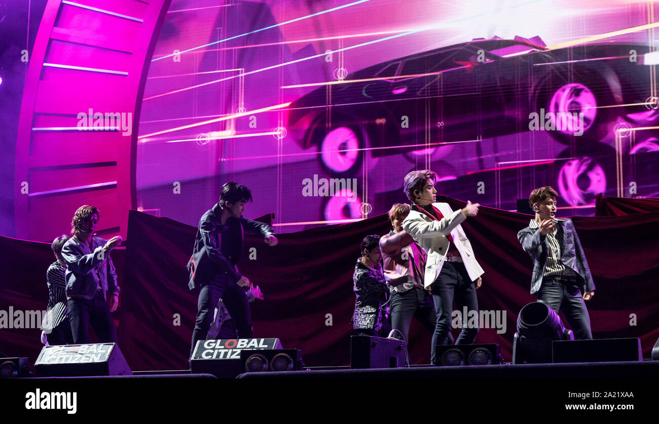 K-Pop band NCT 127 performs on stage during 2019 Global Citizen ...