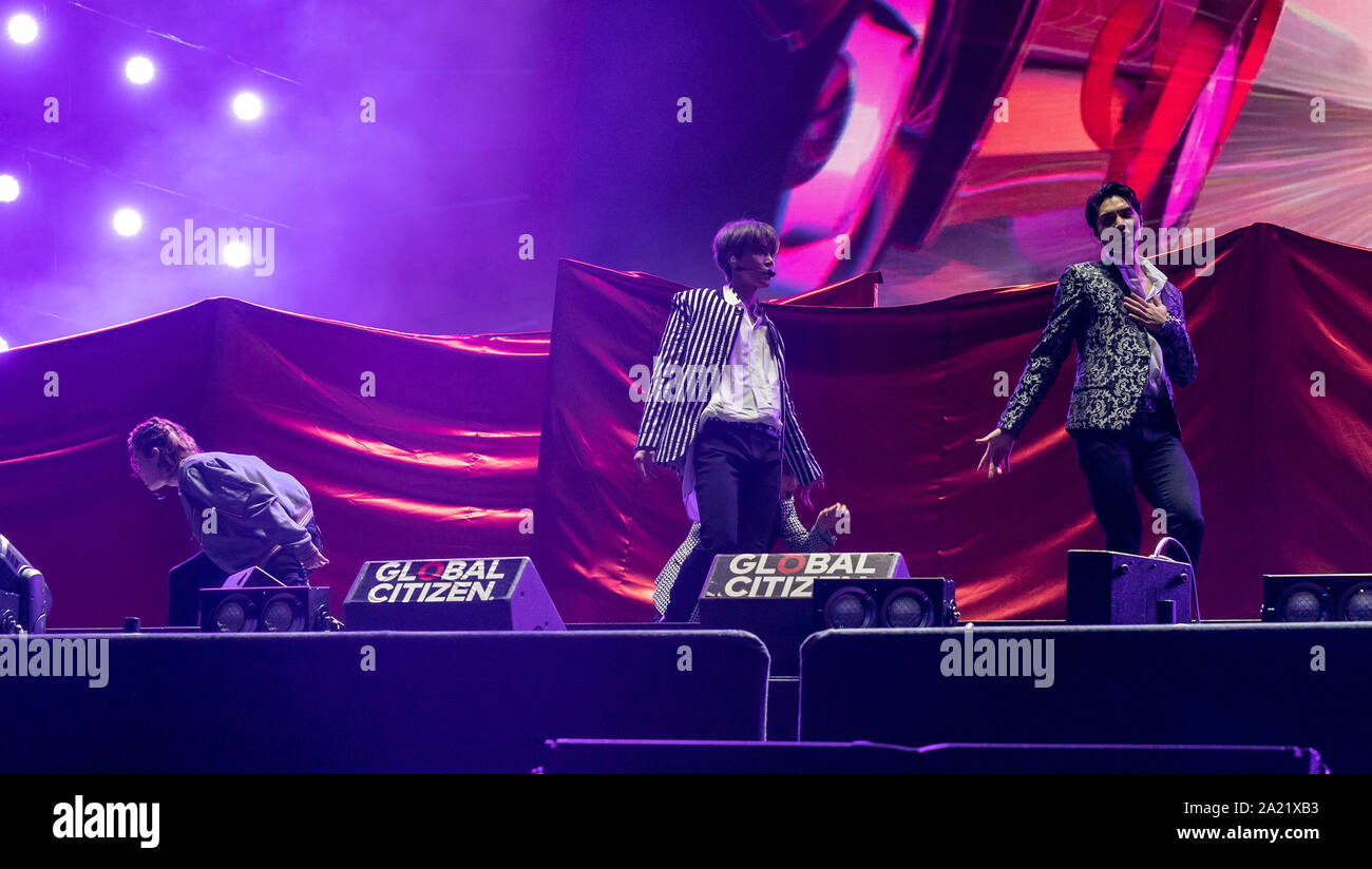 K-Pop band NCT 127 performs on stage during 2019 Global Citizen ...