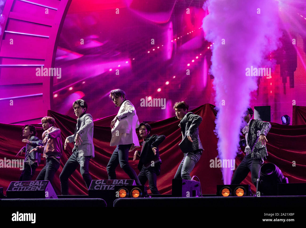 K-Pop band NCT 127 performs on stage during 2019 Global Citizen ...