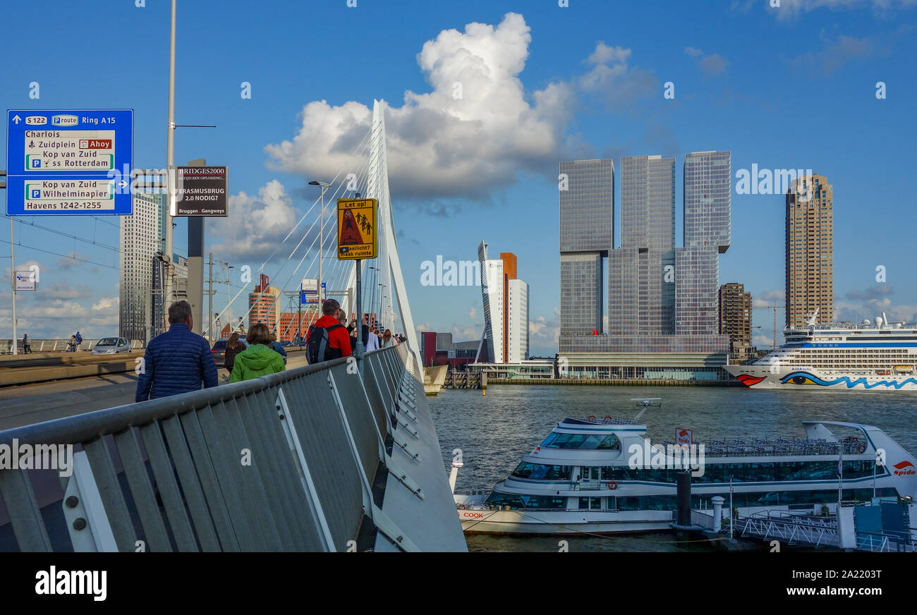 Rotterdam, Netherlands. 13th Aug, 2019. The Erasmus Bridge (Dutch ...