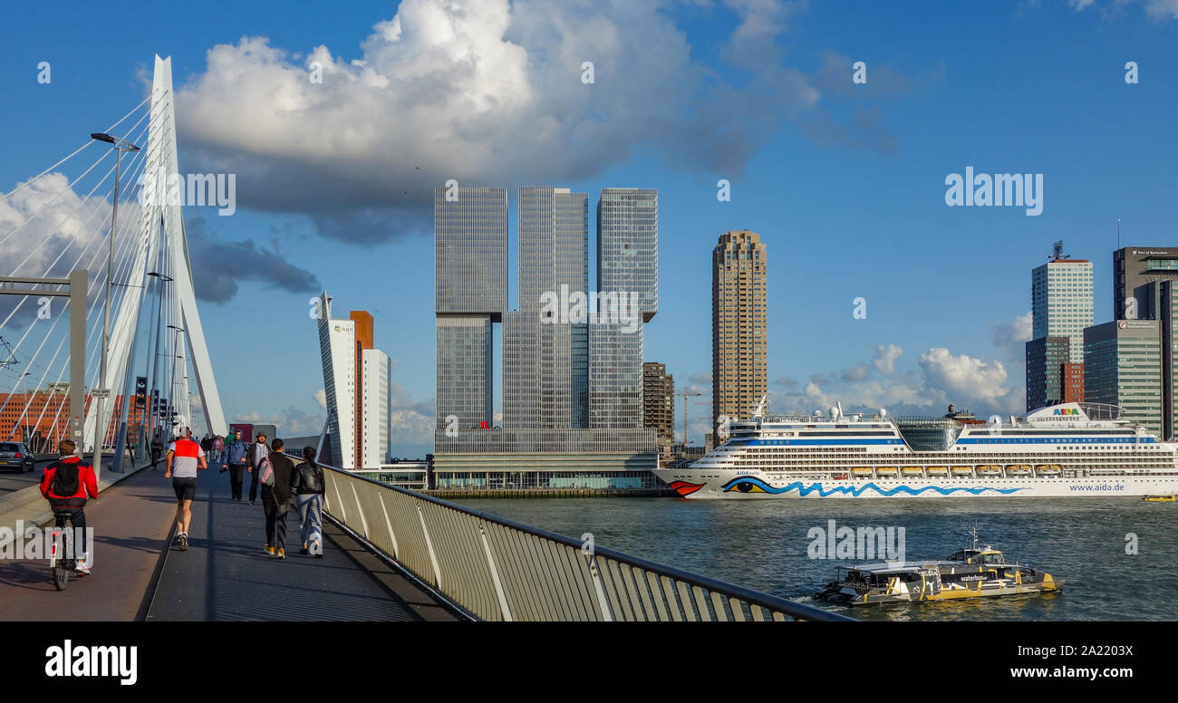 Rotterdam, Netherlands. 13th Aug, 2019. The Erasmus Bridge (Dutch ...