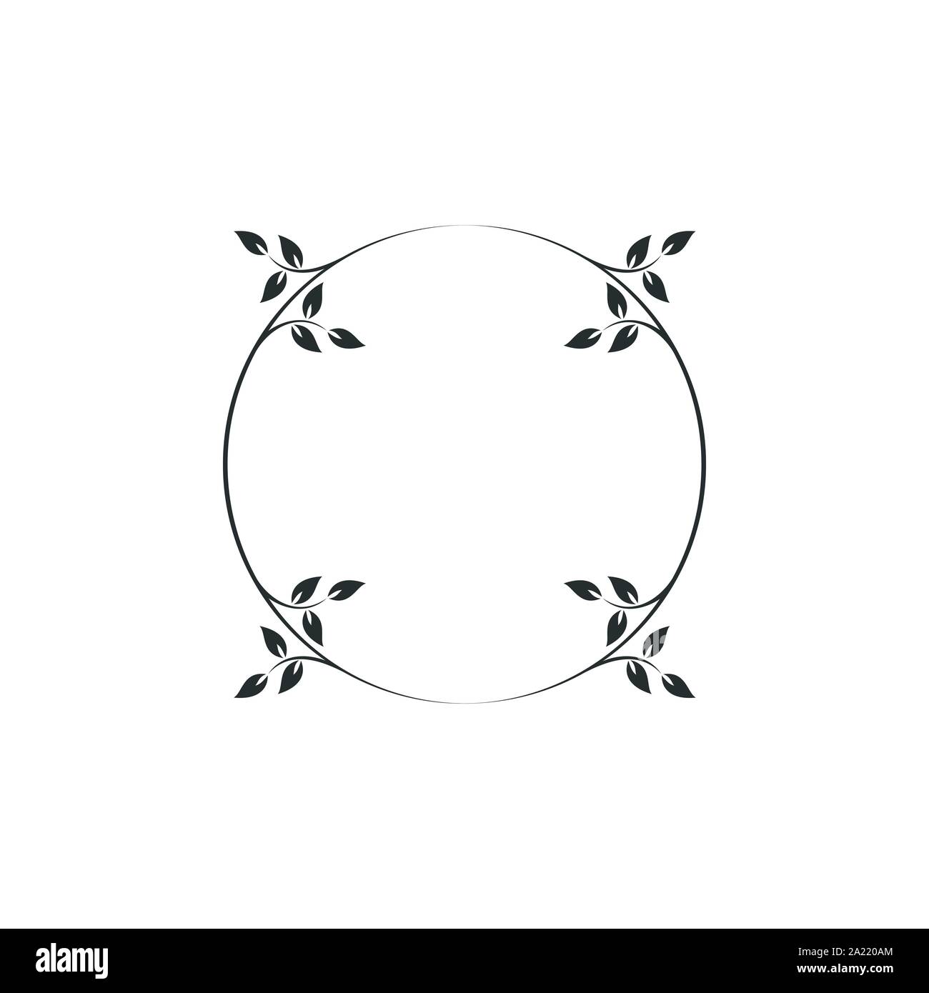 Vintage floral round frames. Black decorative circular ivy wreath ...