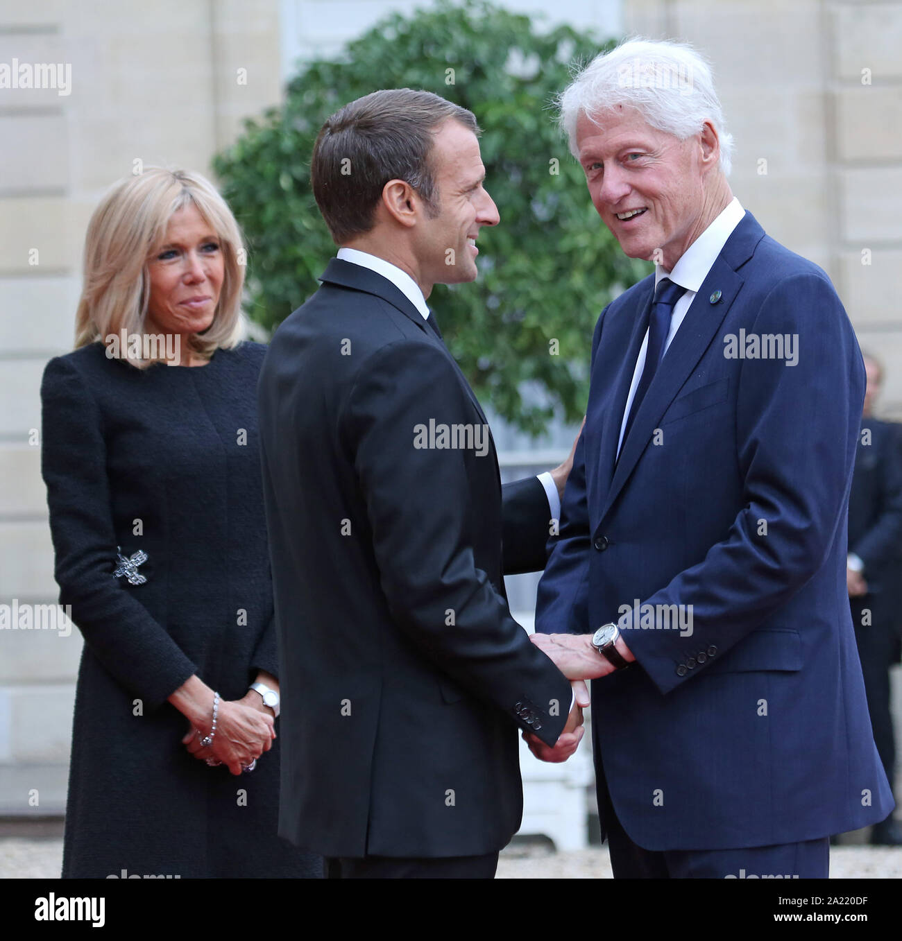 Paris, France. 30th Sep, 2019. French President Emmanuel Macron (L ...