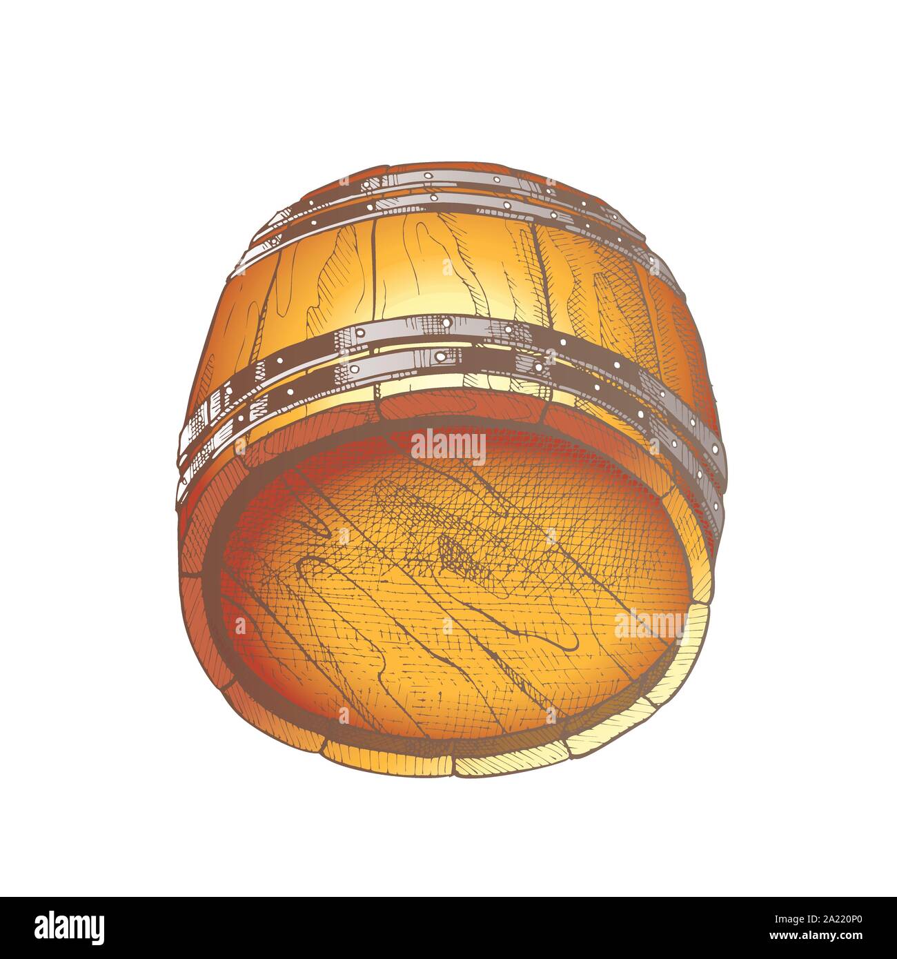 Lying Retro Drawn Wooden Beer Keg Barrel Color Vector Stock Vector ...