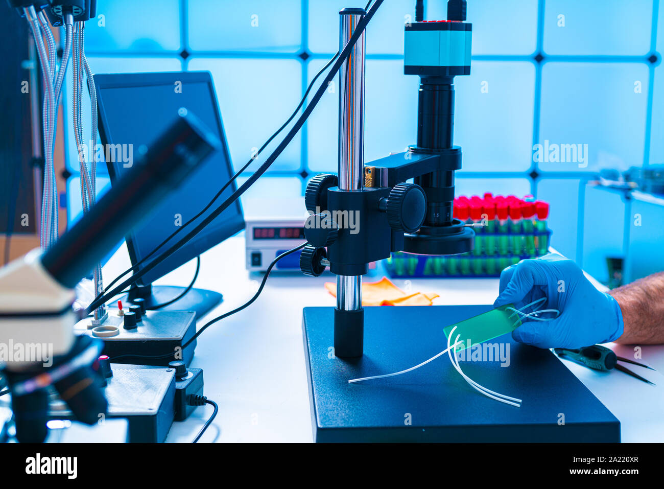 Design development Lab On Chip device in microfluidic lab Stock Photo ...
