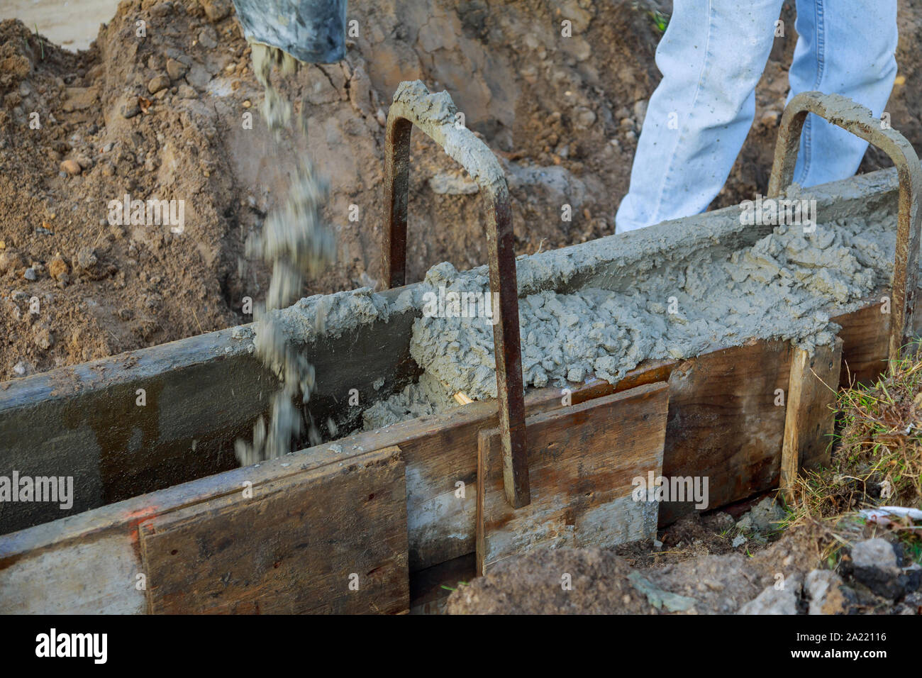 Sidewalk renewal road infrastructure repair of concrete blocks frame of ...