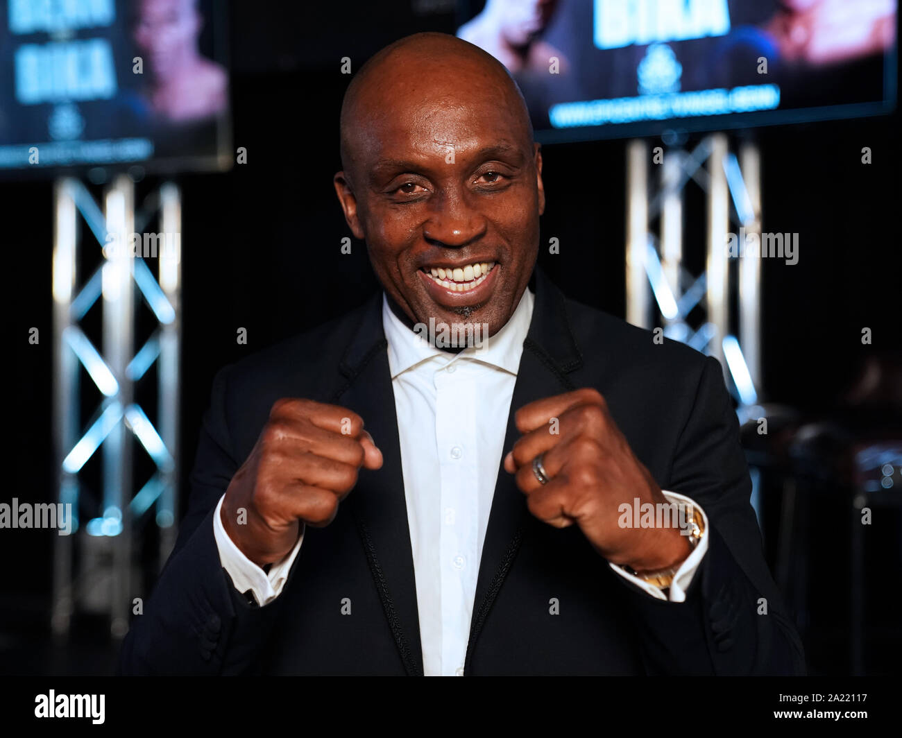 Nigel Benn during the press conference at The Steelyard, London Stock ...