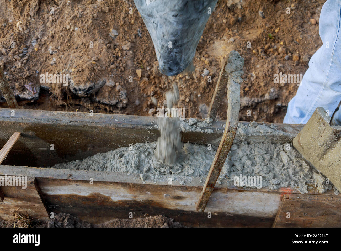Road infrastructure repair installed borders with concrete sidewalk ...