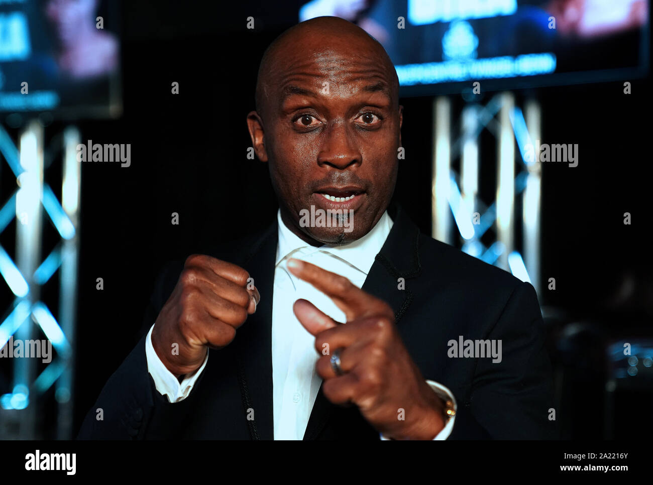 Nigel Benn during the press conference at The Steelyard, London Stock ...