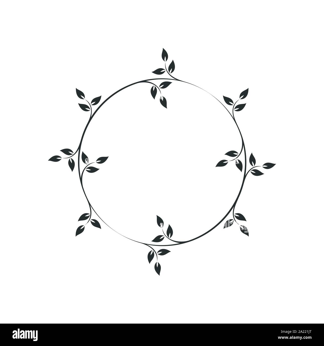 Vintage floral round frames. Black decorative circular ivy wreath ...