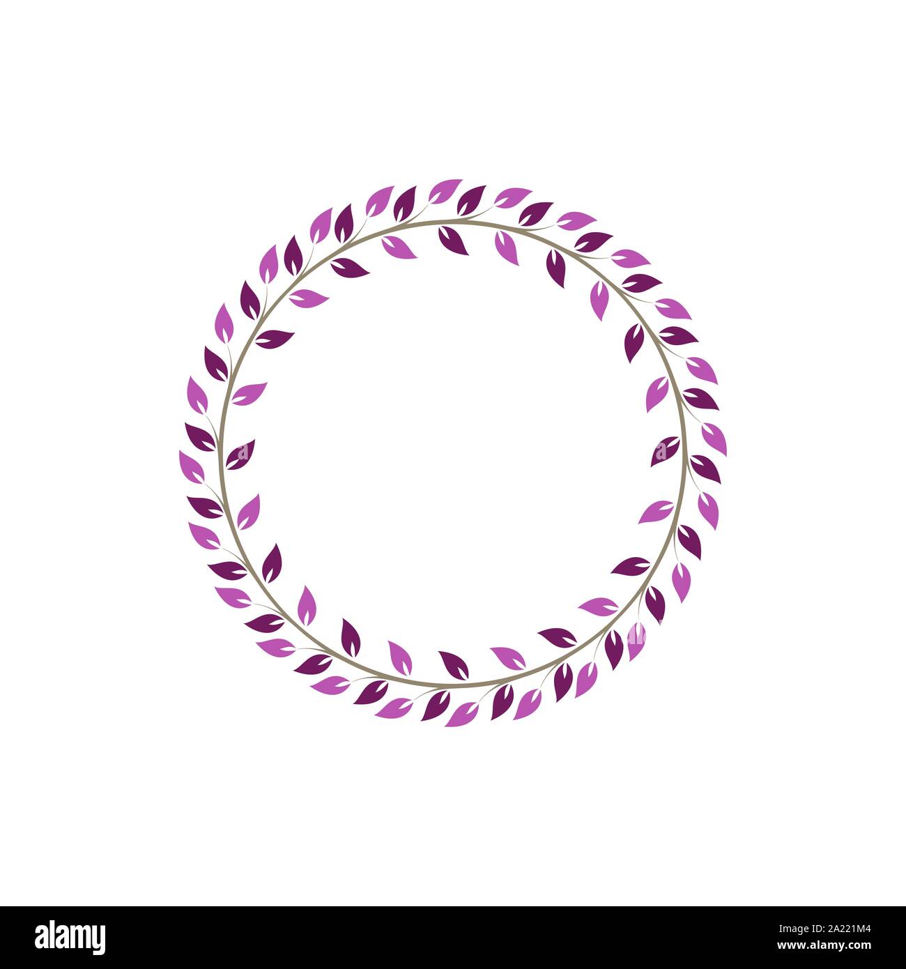 Vintage floral round frames. Pink decorative circular ivy wreath ...