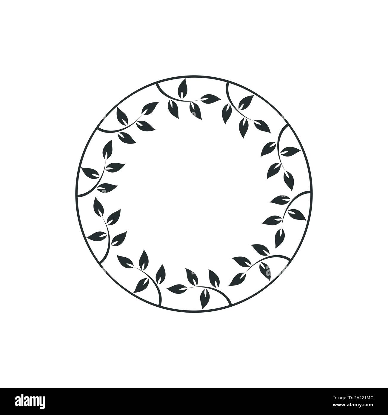 Vintage floral round frames. Black decorative circular ivy wreath ...