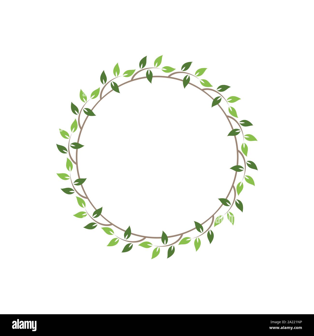Vintage floral round frames. Green decorative circular ivy wreath ...