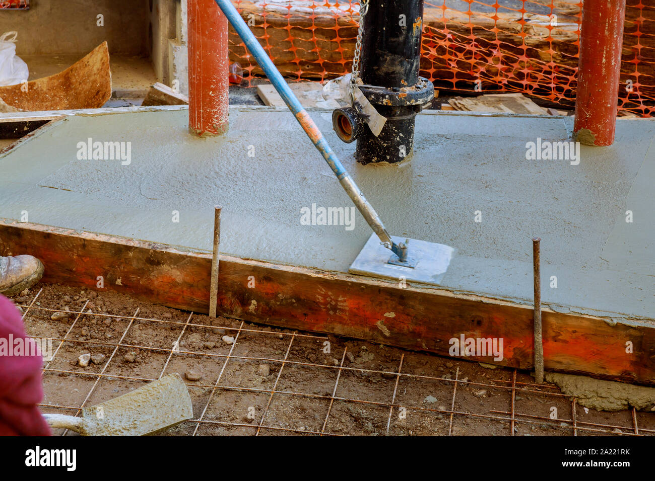 Road infrastructure repair installed sidewalk renewal borders with ...