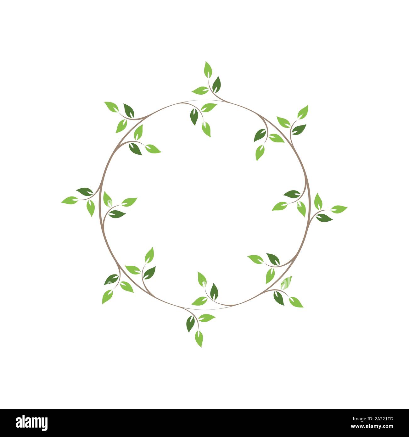 Vintage floral round frames. Green decorative circular ivy wreath ...