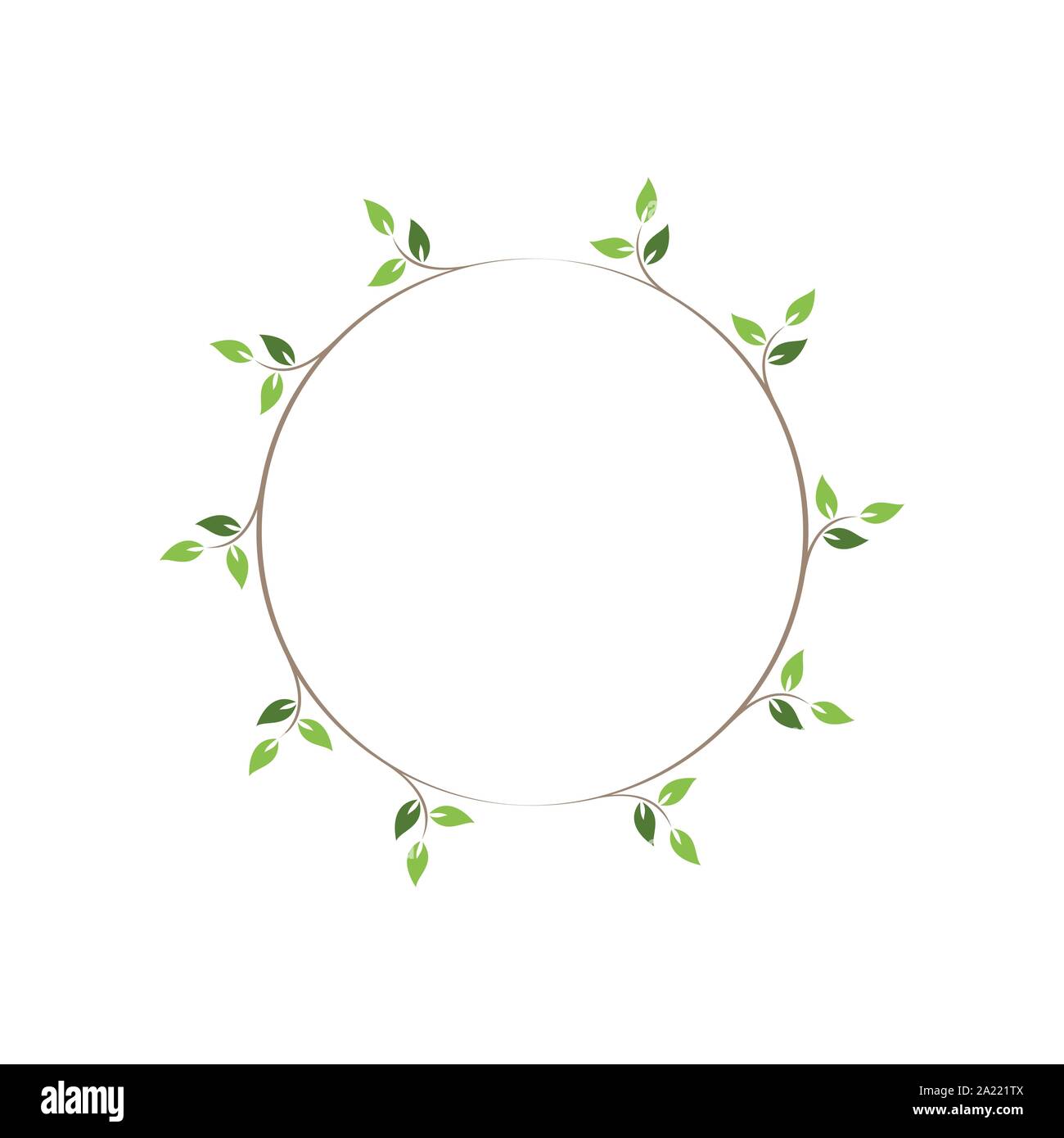 Vintage floral round frames. Green decorative circular ivy wreath ...