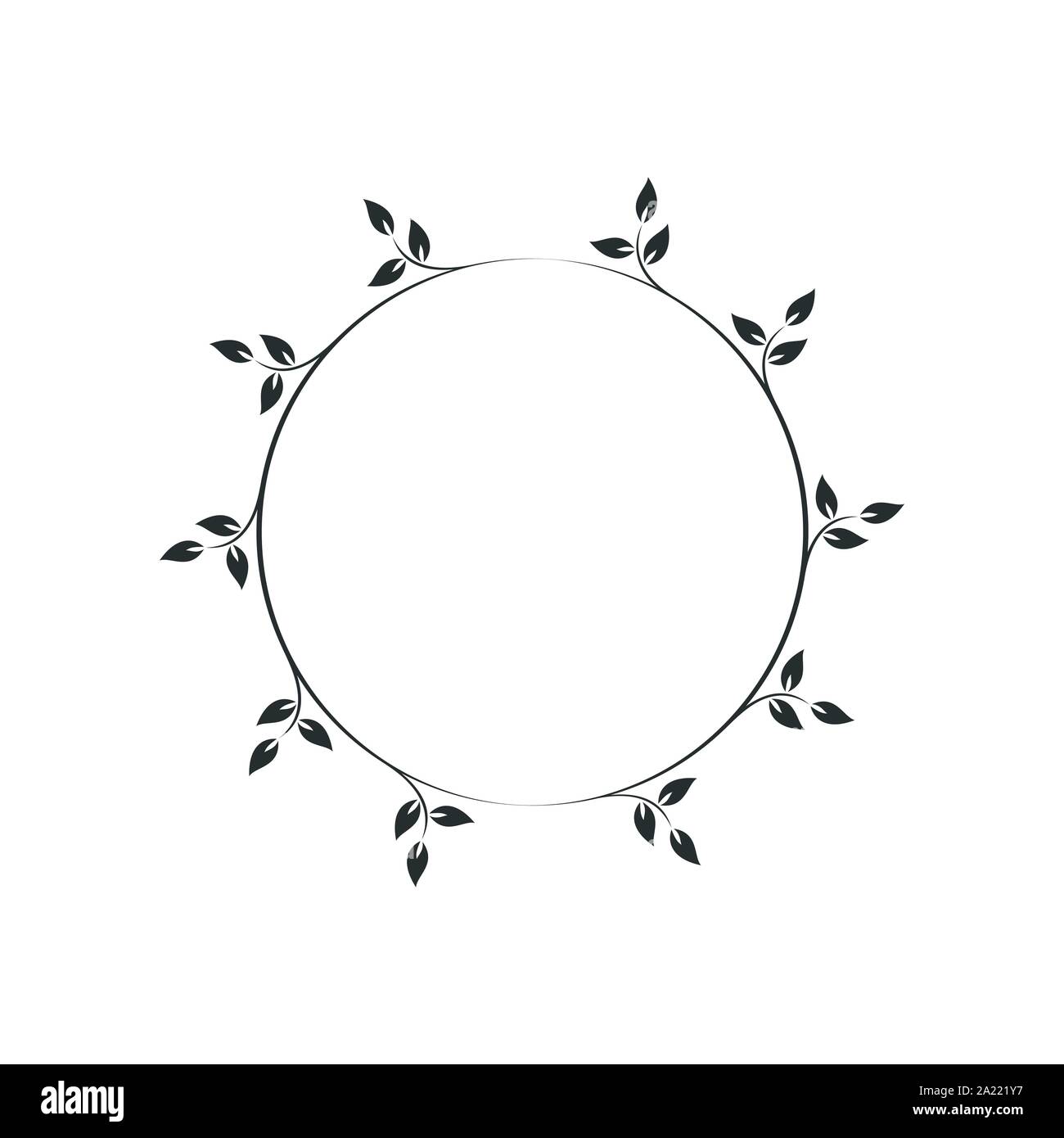 Vintage floral round frames. Black decorative circular ivy wreath ...