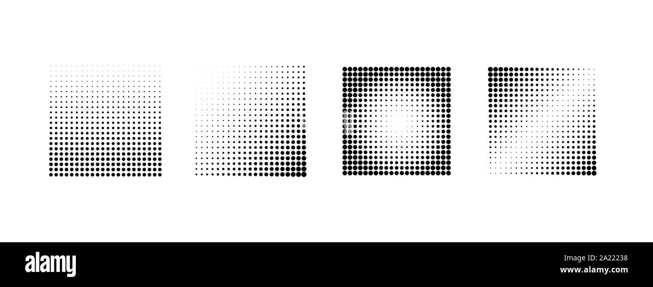 Halftone effect samples. Set of vector halftone gradient squares. Design elements Stock Vector ...