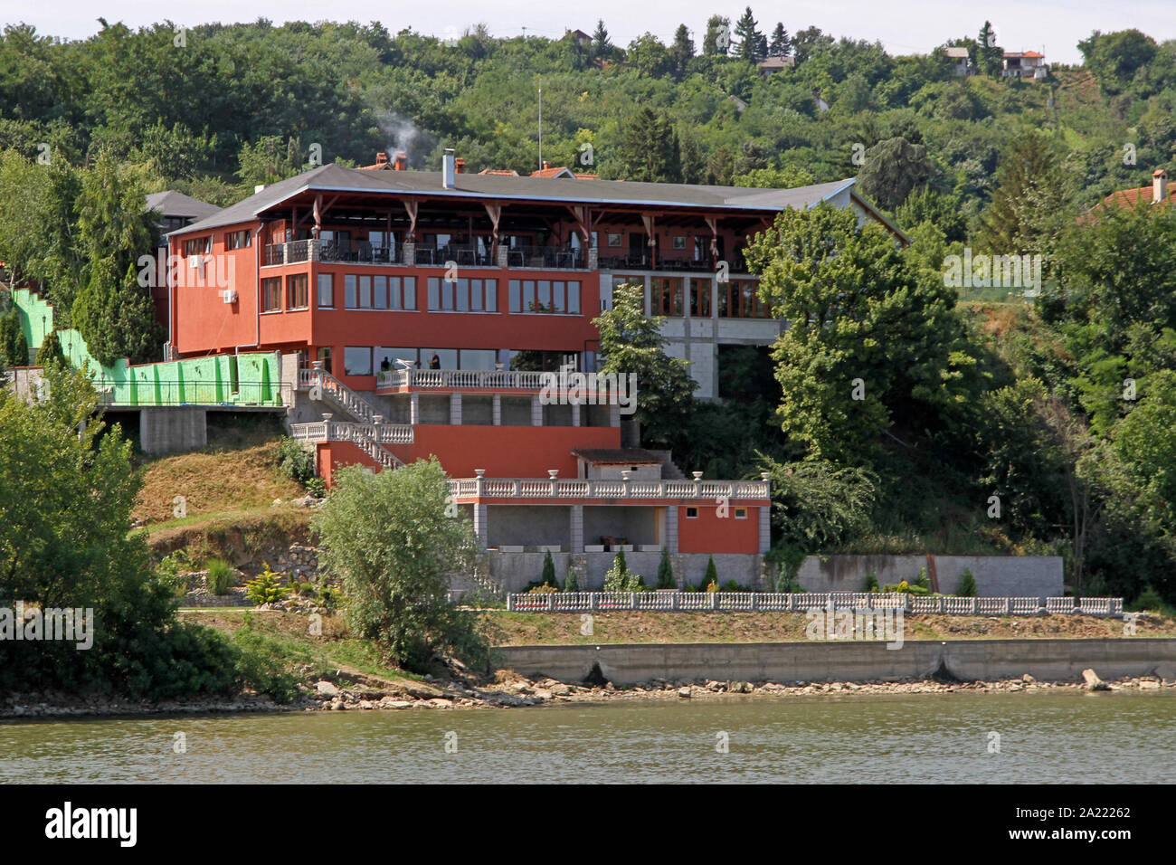 Remote restaurant on the Danube River bank, Panchevo, Serbia Stock ...