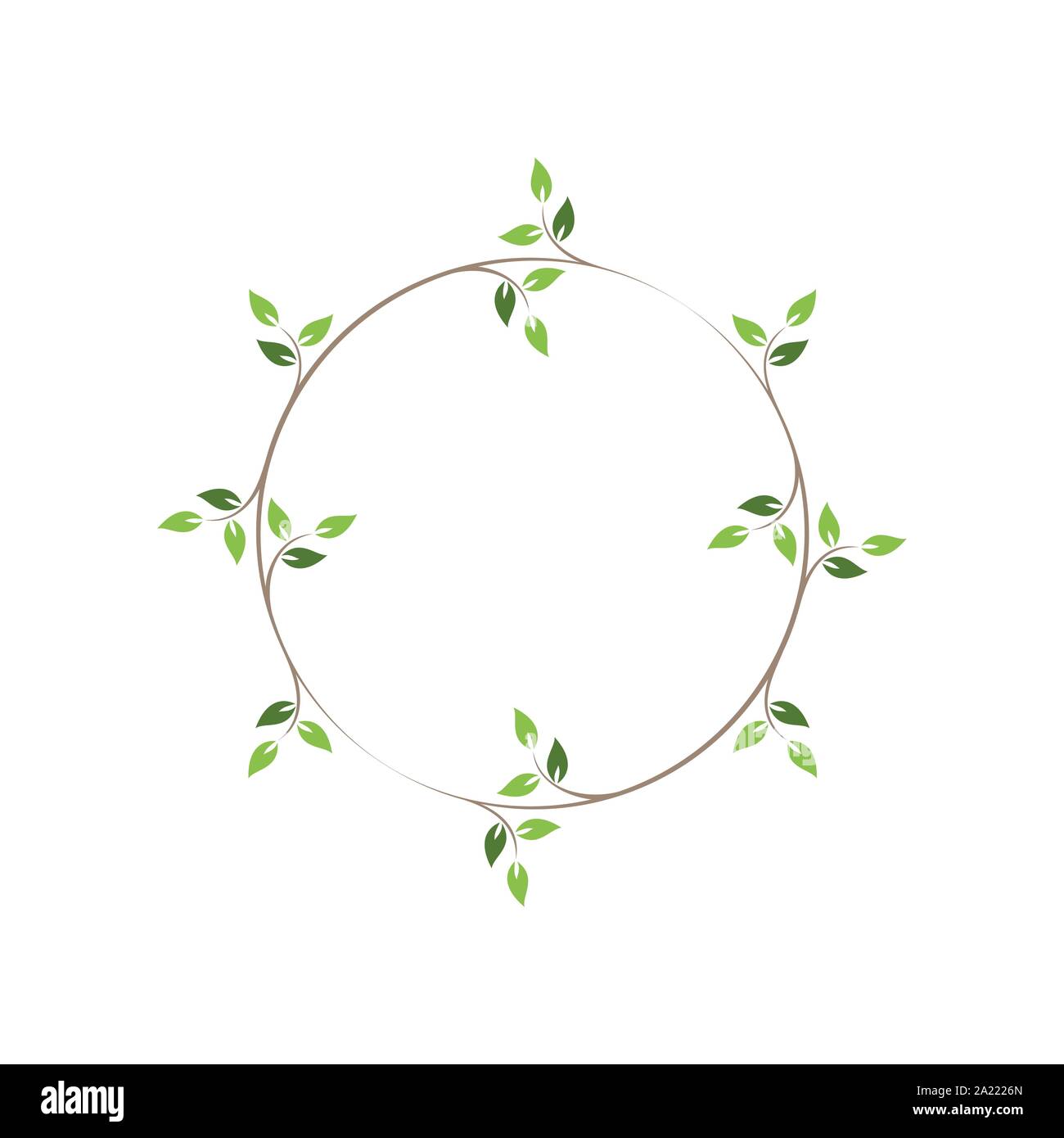 Vintage floral round frames. Green decorative circular ivy wreath ...
