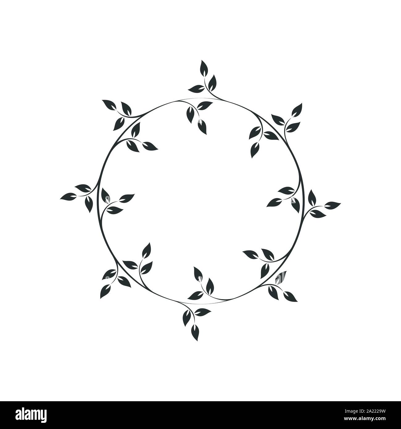 Vintage floral round frames. Black decorative circular ivy wreath ...