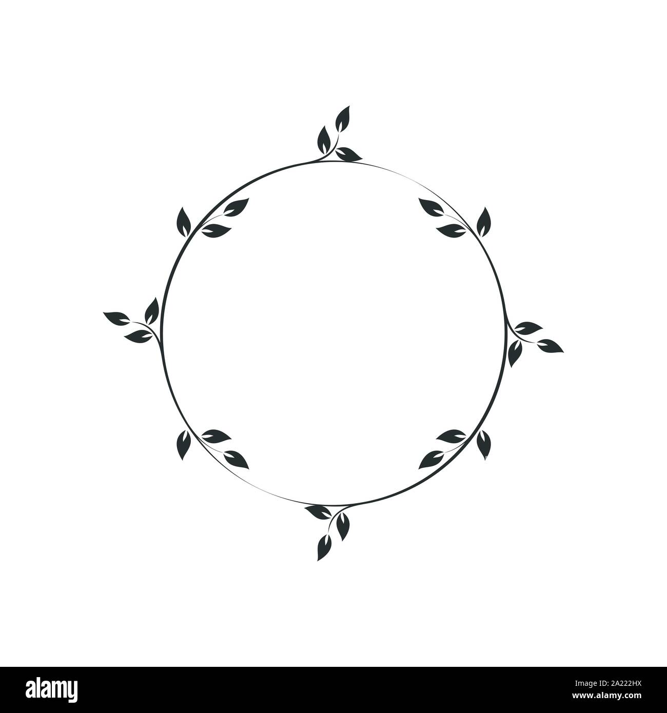 Vintage floral round frames. Black decorative circular ivy wreath ...