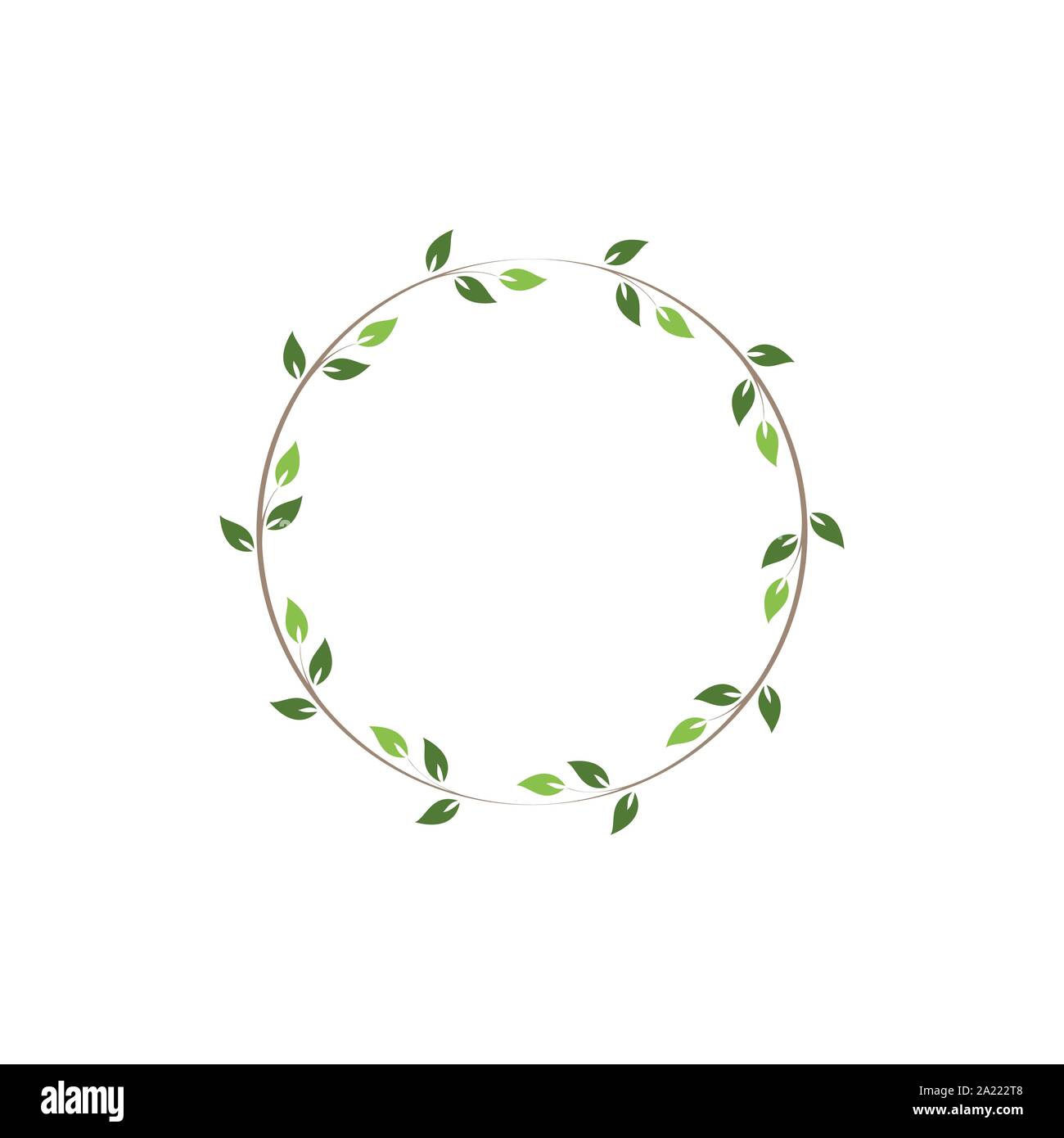Vintage floral round frames. Green decorative circular ivy wreath ...