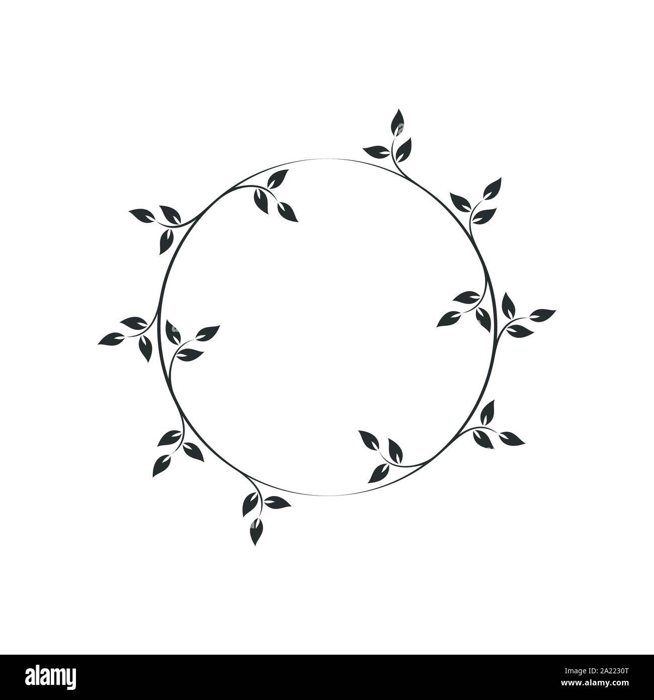 Vintage floral round frames. Black decorative circular ivy wreath ...