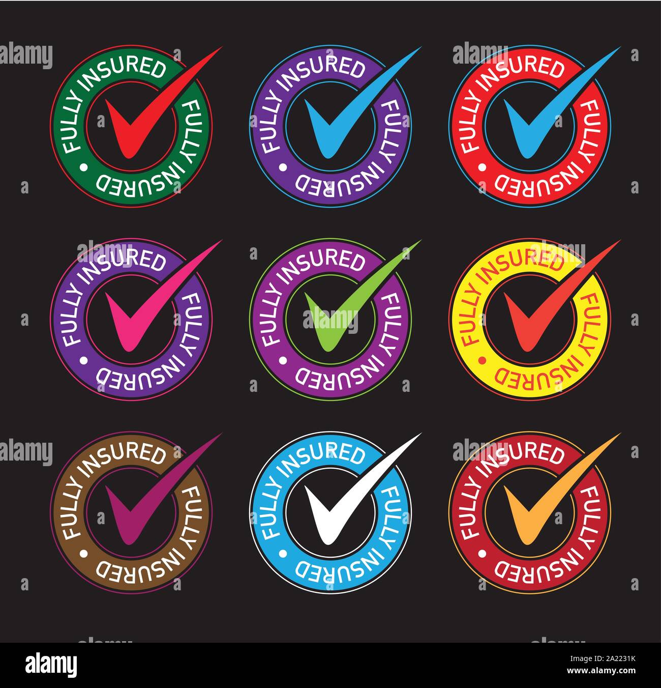 Fully insured icon set Stock Vector Image & Art - Alamy