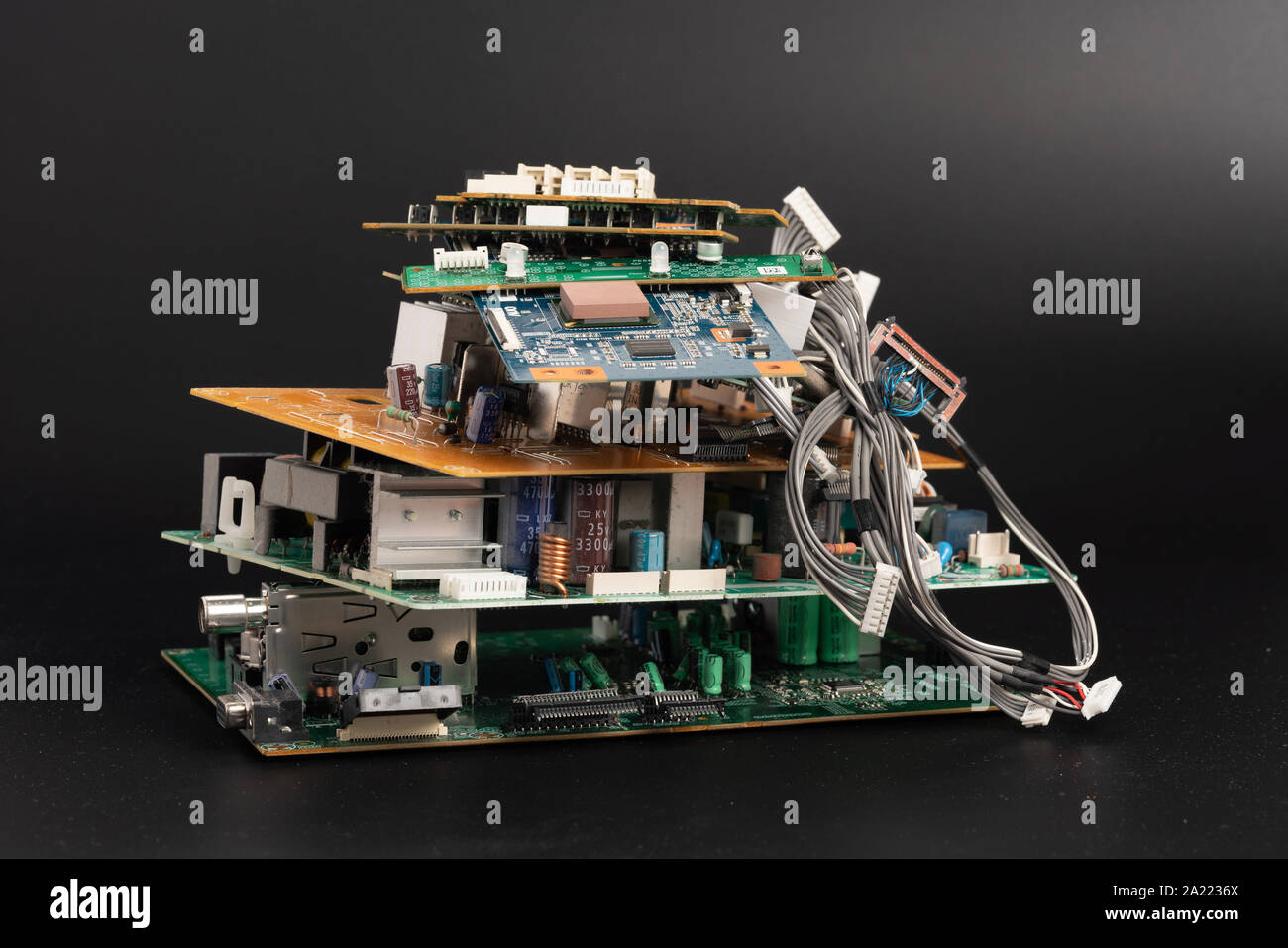electronic PCB garbage as background from recycle industry and old ...