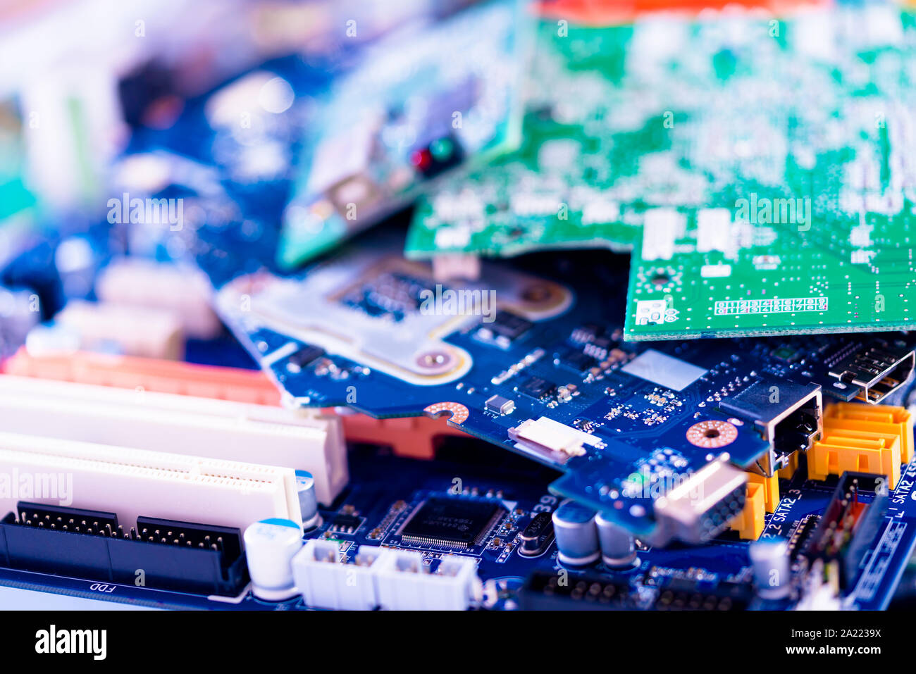 electronic PCB garbage as background from recycle industry and old ...