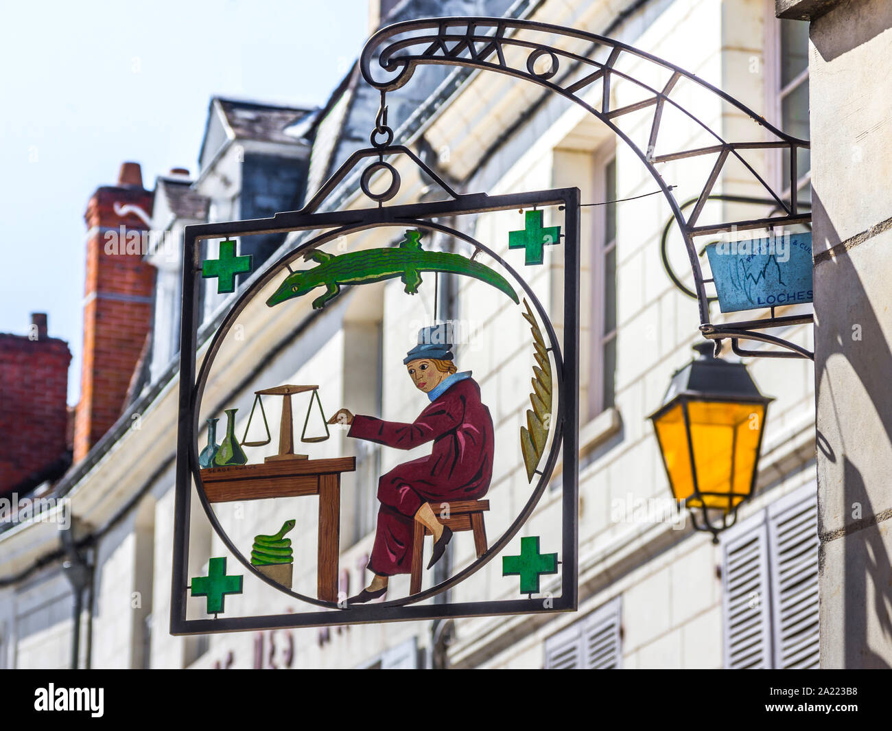 Decorative painted metal hanging sign for chemists shop or pharmacy ...