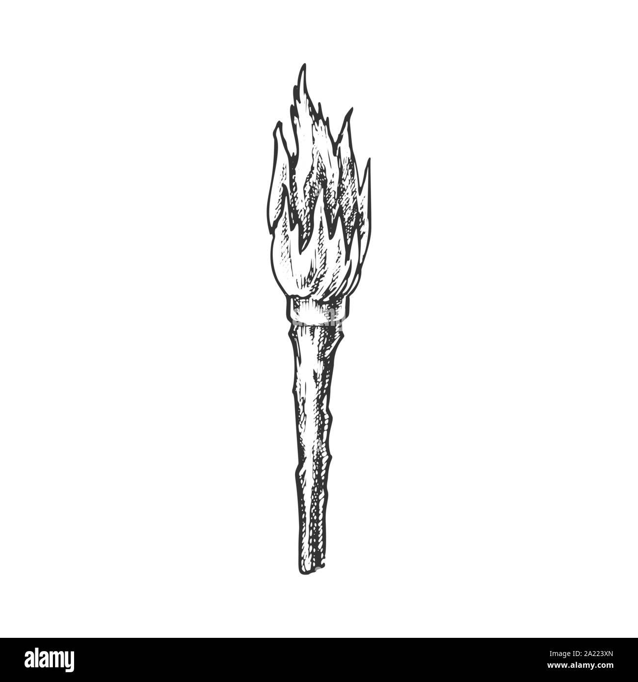 Torch Handmade Old Wooden Burning Stick Ink Vector Stock Vector Image ... Torch Handmade Old Wooden Burning Stick Ink Vector Stock Vector Image ...