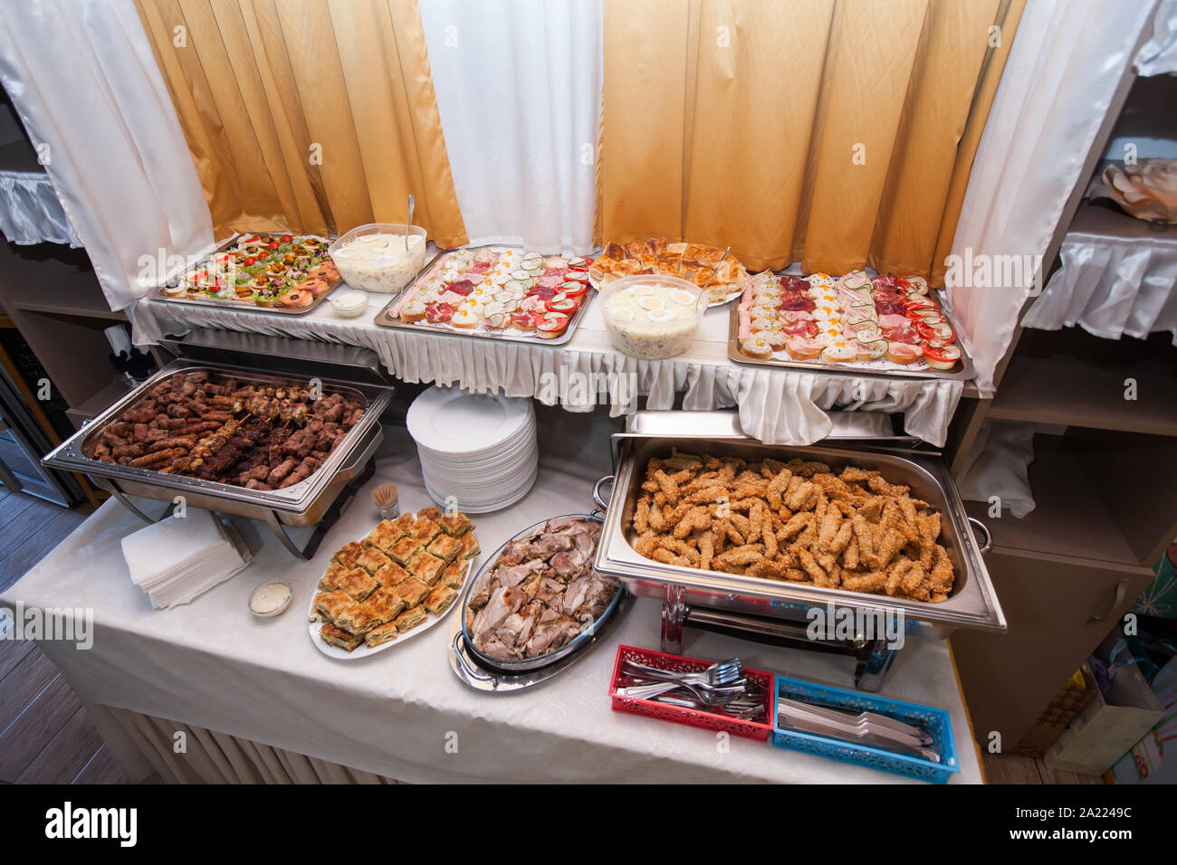 Catering food serving in the restaurant at birthday party Stock Photo ...