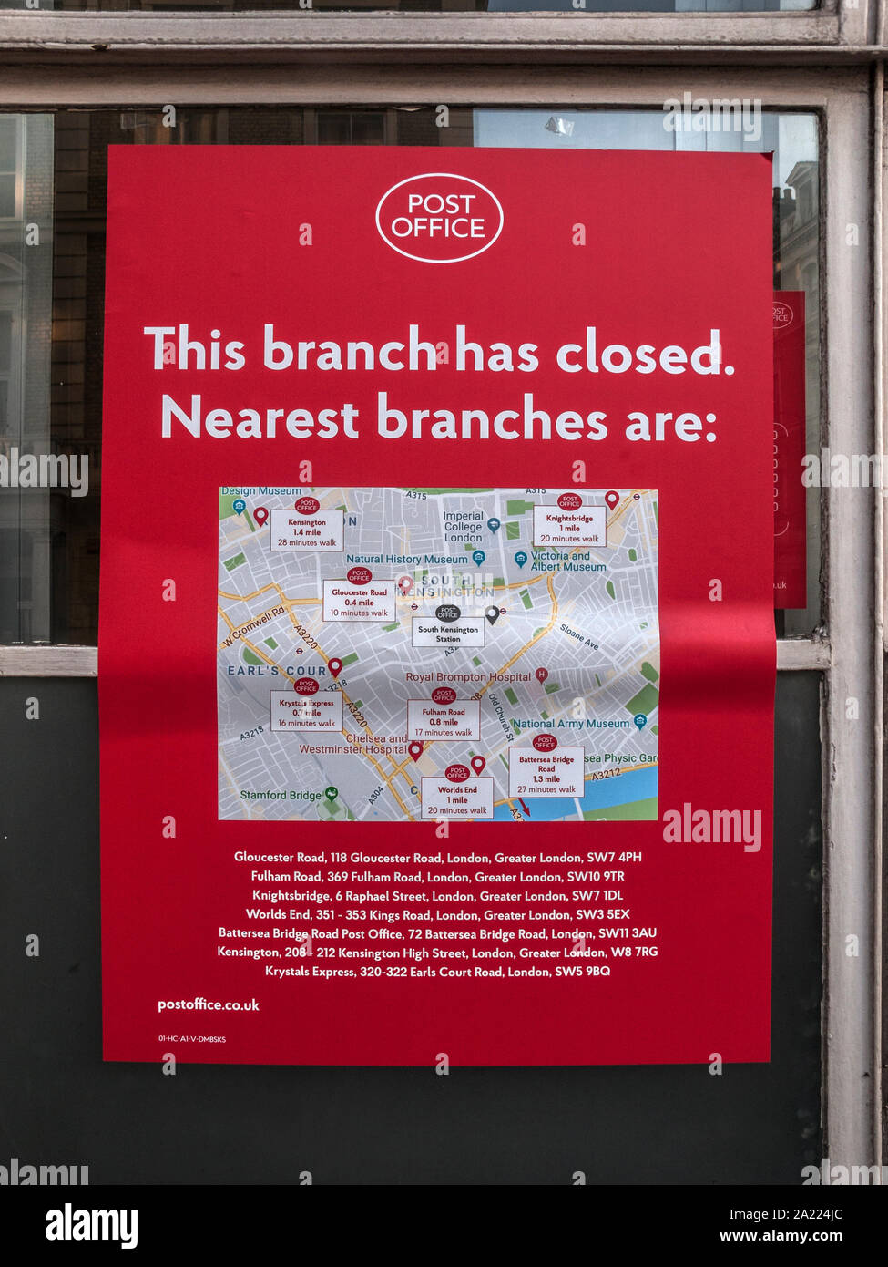 Post Office Closure Notice, London Stock Photo - Alamy