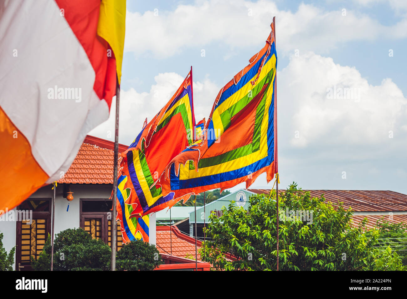 Traditional Festival flags of Vietnam Five Elements Flag Stock Photo ...
