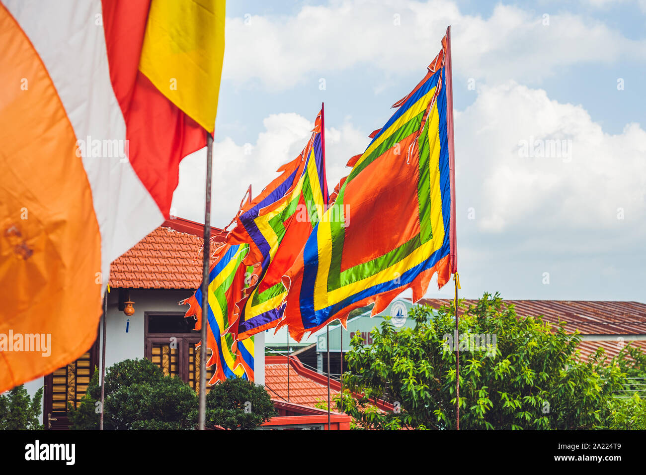 Traditional Festival flags of Vietnam Five Elements Flag Stock Photo ...