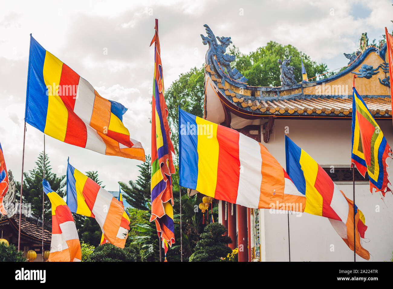 Traditional Festival flags of Vietnam Five Elements Flag Stock Photo ...