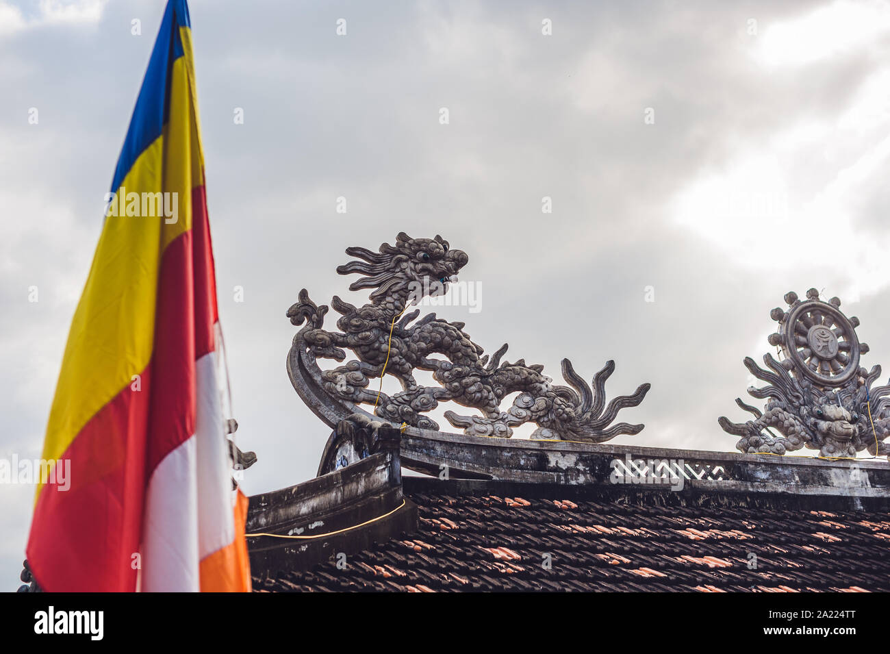 Traditional Festival flags of Vietnam Five Elements Flag Stock Photo ...