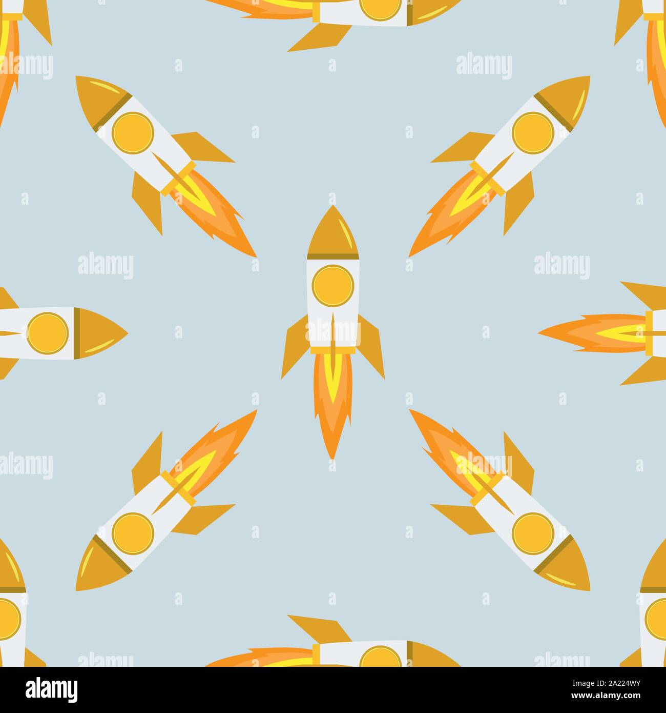 Rockets seamles texture. Flat and solid color pattern. Vector ...