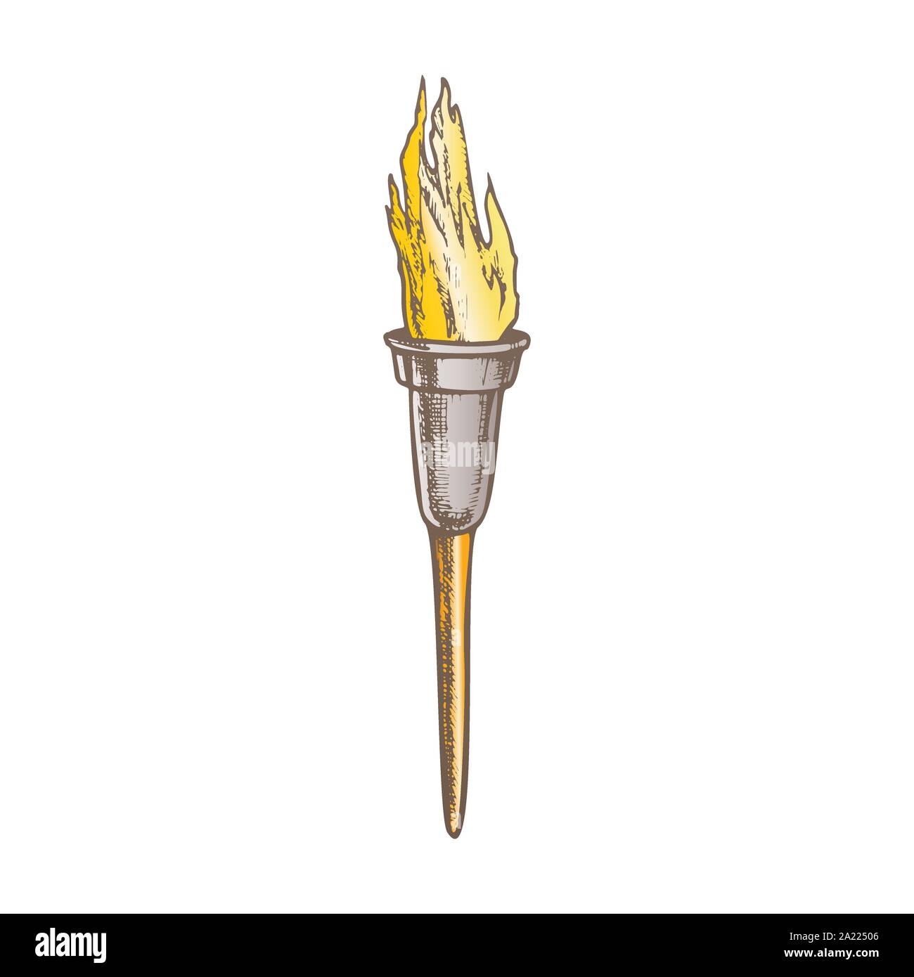 Torch Modern Metallic Burning Stick Color Vector Stock Vector Image ...
