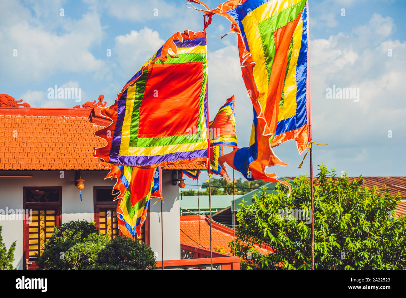 Traditional Festival flags of Vietnam Five Elements Flag Stock Photo ...