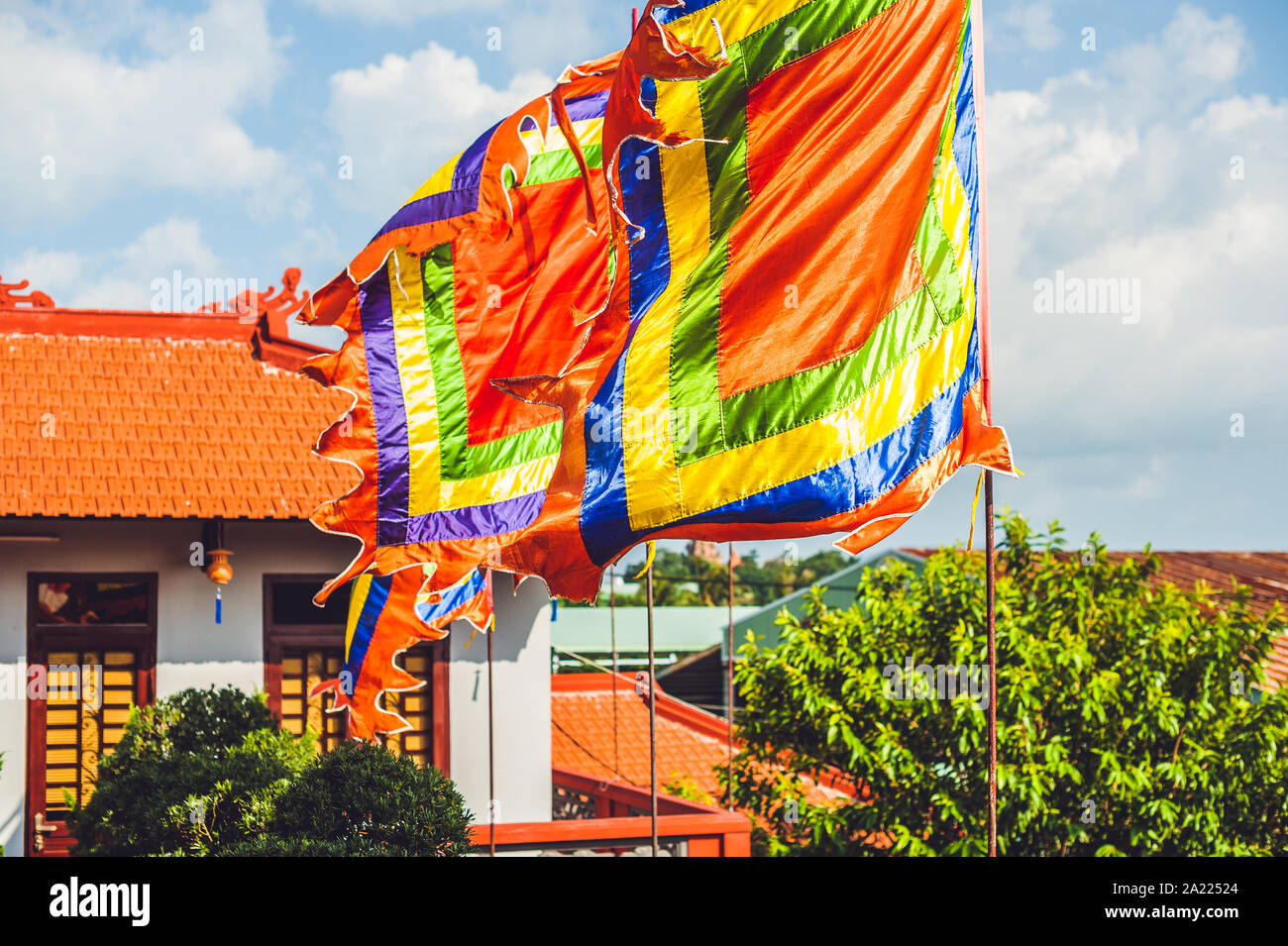 Traditional Festival flags of Vietnam Five Elements Flag Stock Photo ...