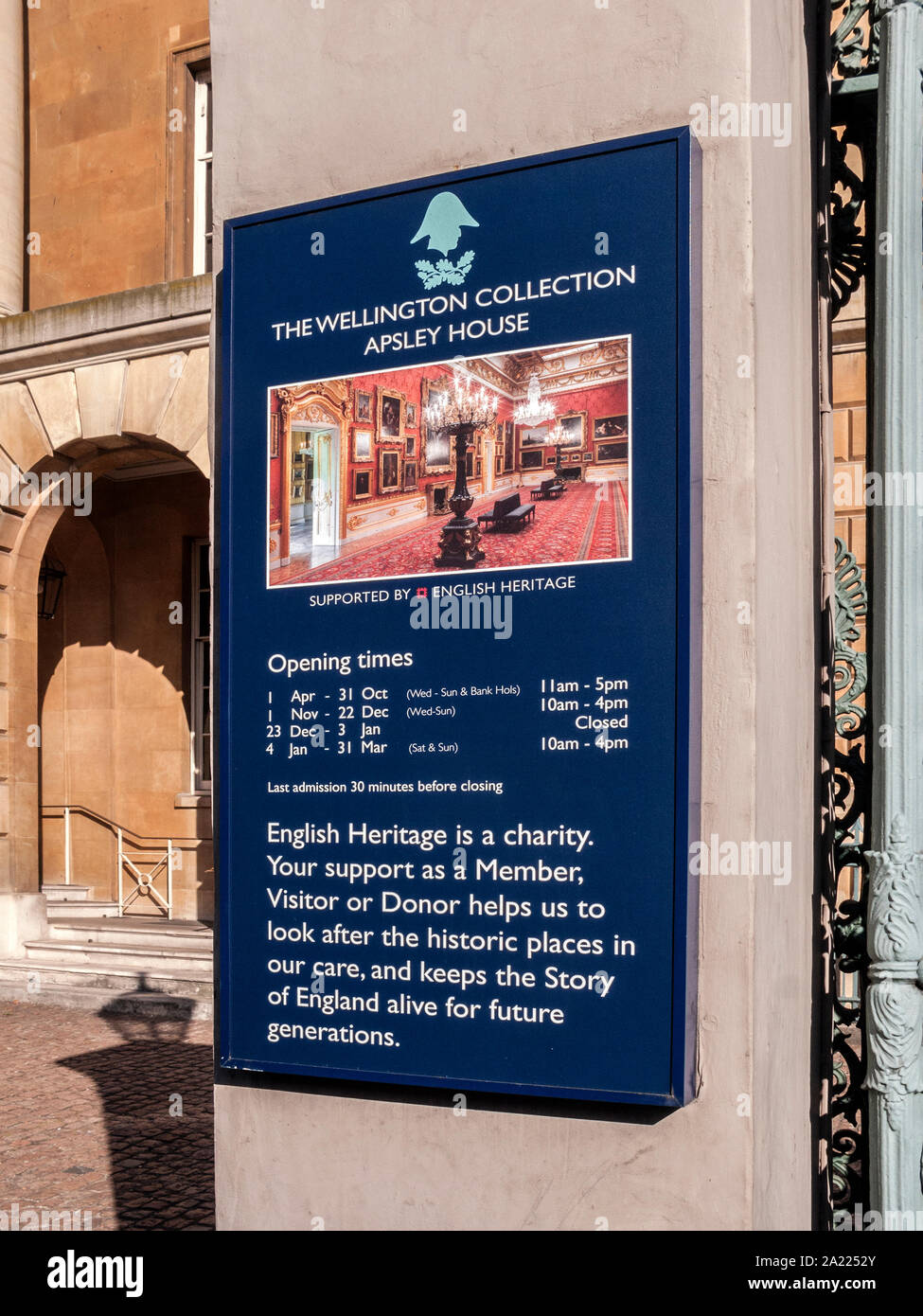 The Wellington Collection information sign, Apsley House, London Stock ...