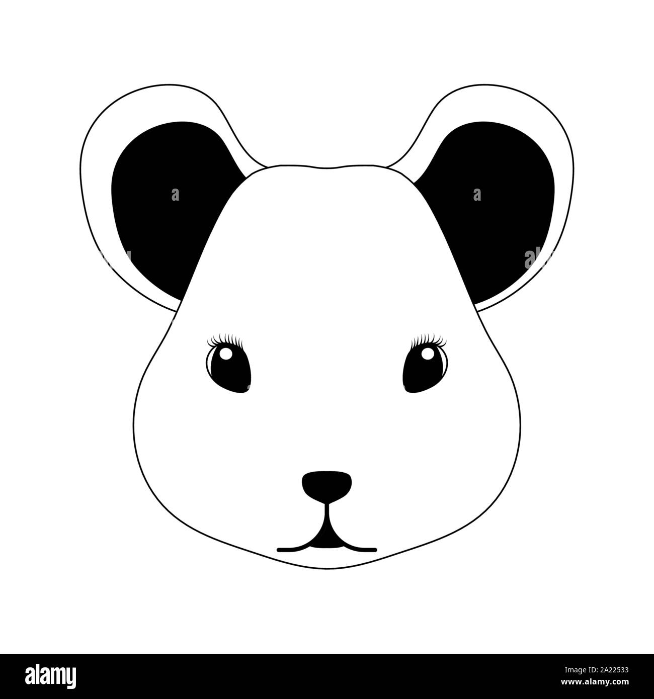 silhouette of head of cute hamster with white background vector ...