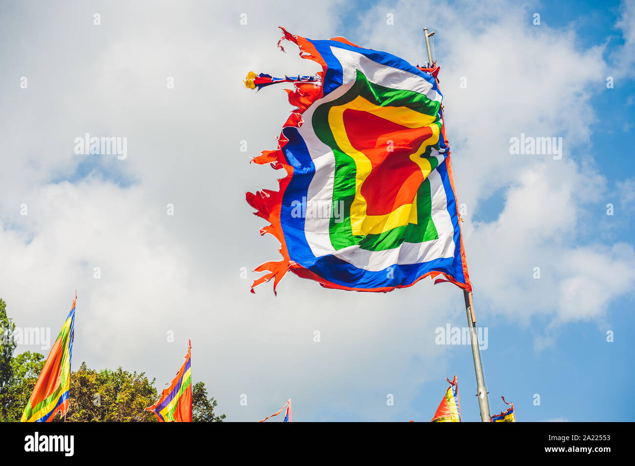 Traditional Festival flags of Vietnam Five Elements Flag Stock Photo ...