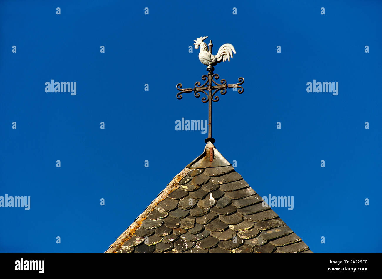 Weathercock on tile roof Stock Photo - Alamy