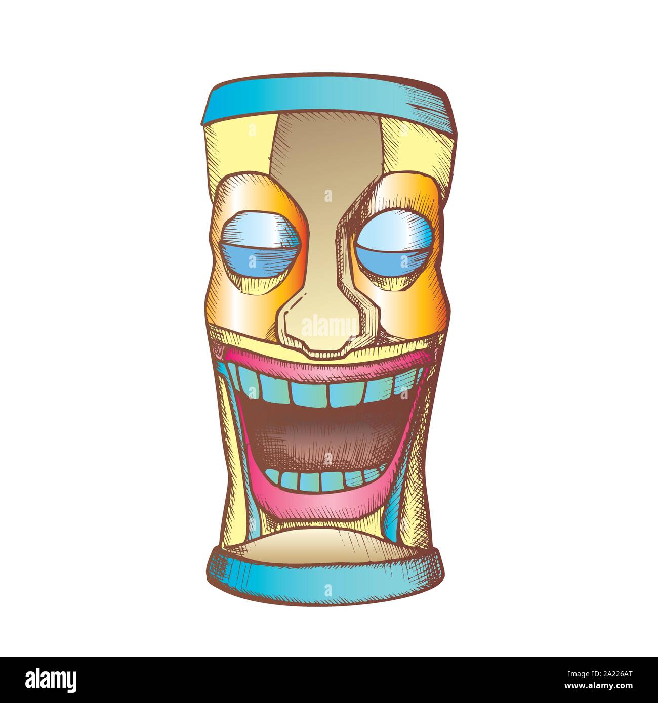 Tiki Idol Carved Wooden Crying Totem Color Vector Stock Vector Image ...