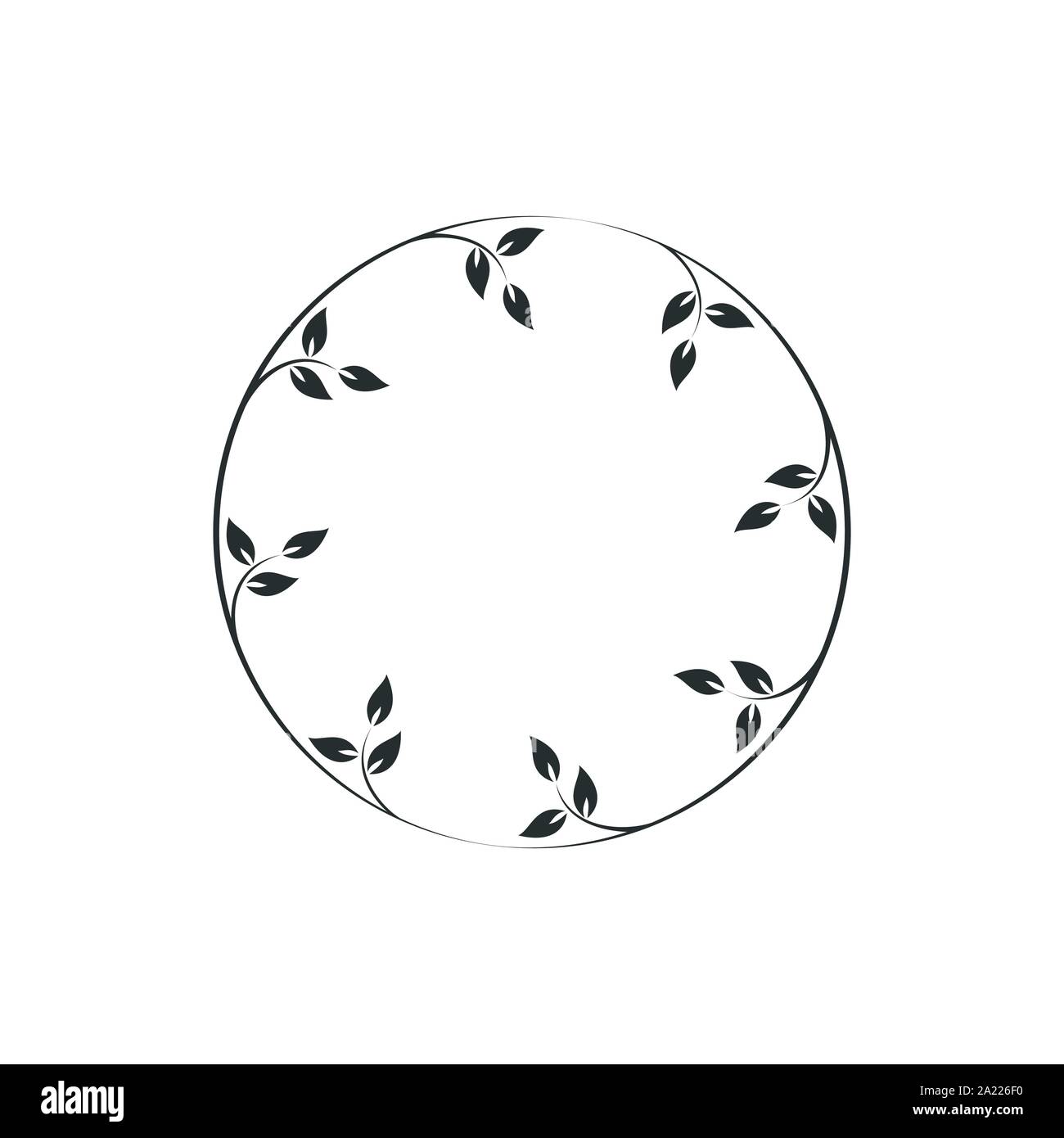 Vintage floral round frames. Black decorative circular ivy wreath ...